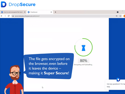 Send Files feature with military grade end-to-end encryption | DropSecure